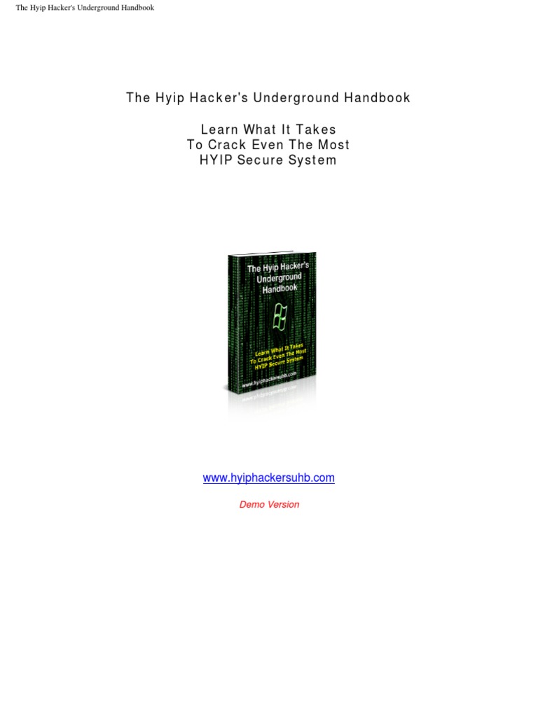 The Hyip Hacker's Underground Handbook | PDF | Security Hacker | Computing