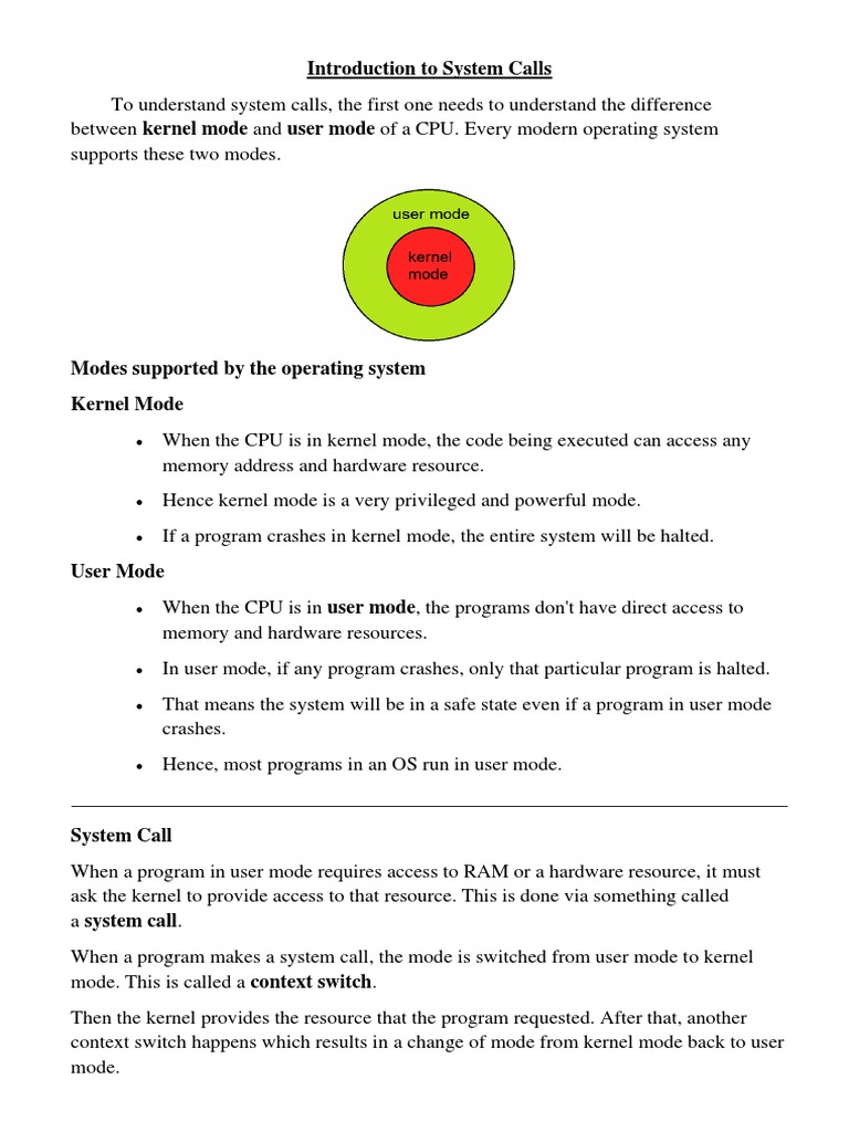 Sysstem Calls 1 | PDF | Kernel (Operating System) | Operating System