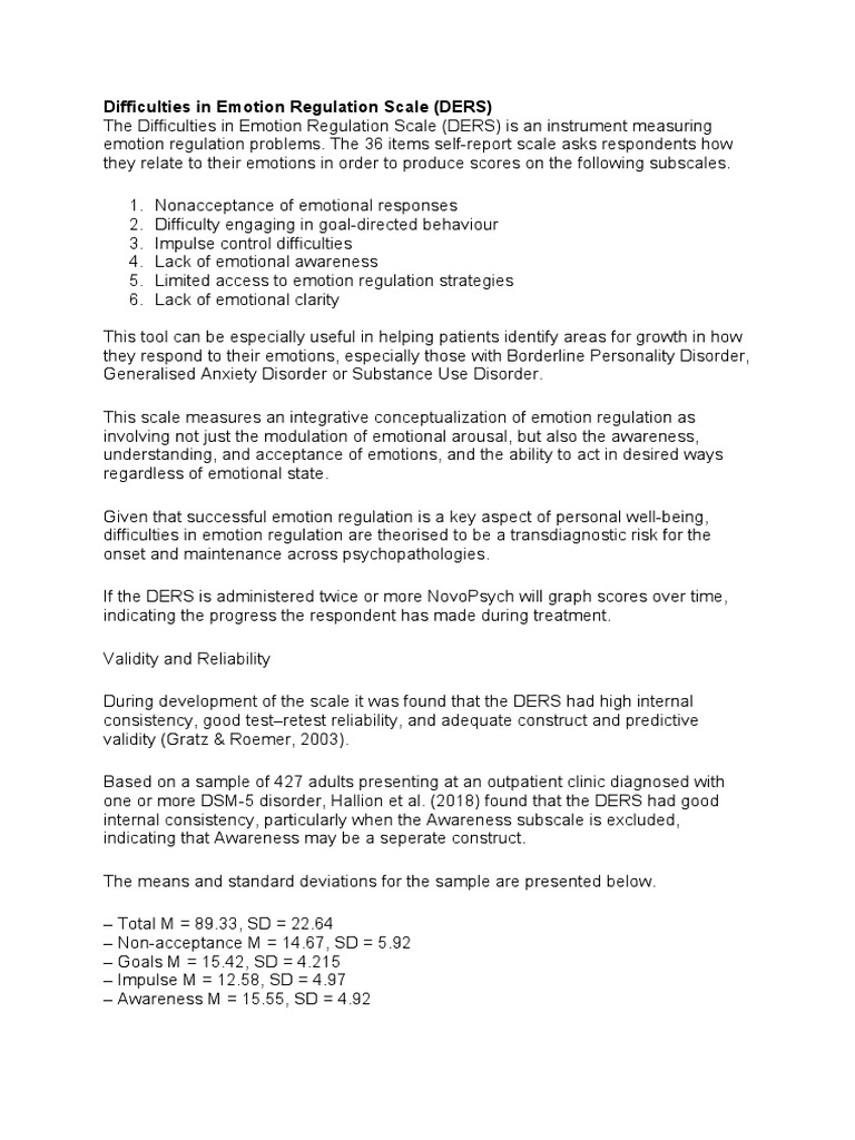 Scorare Ders 18 | PDF | Emotional Self Regulation | Mental Disorder