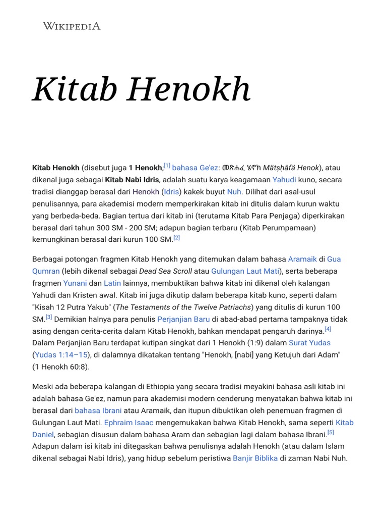 Kitab Henokh - Wikipedia Bahasa Indonesia, Ensiklopedia Bebas | PDF ...