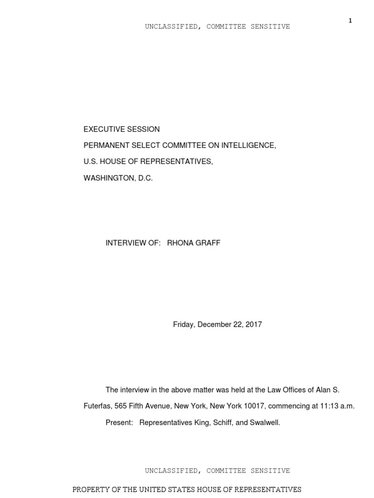 Rhona Graff HPSC Testimony | PDF | Classified Information | Donald Trump