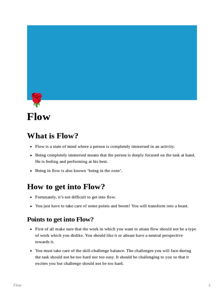 What Is Flow?: Points To Get Into Flow? | PDF | Flow (Psychology ...