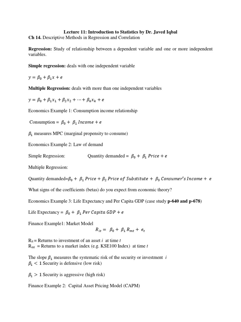 Lec 11 | PDF | Regression Analysis | Linear Regression