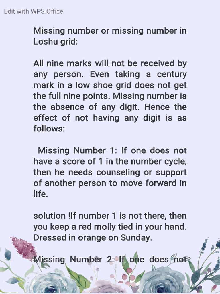 Loshu Missing Number Solutions | PDF | Lifestyle