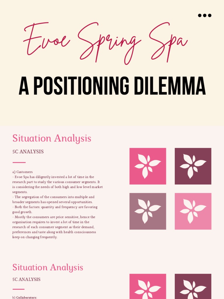 Recommended Positioning for Evoe Spa | PDF | Market (Economics) | Marketing