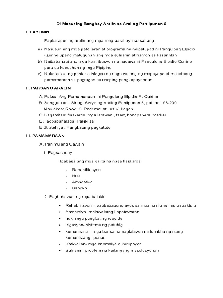 Lesson Plan in Ap 6 | PDF