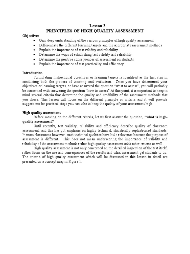 PRINCIPLES OF HIGH QUALITY ASSESSMENT (Lesson 2) | PDF | Educational ...