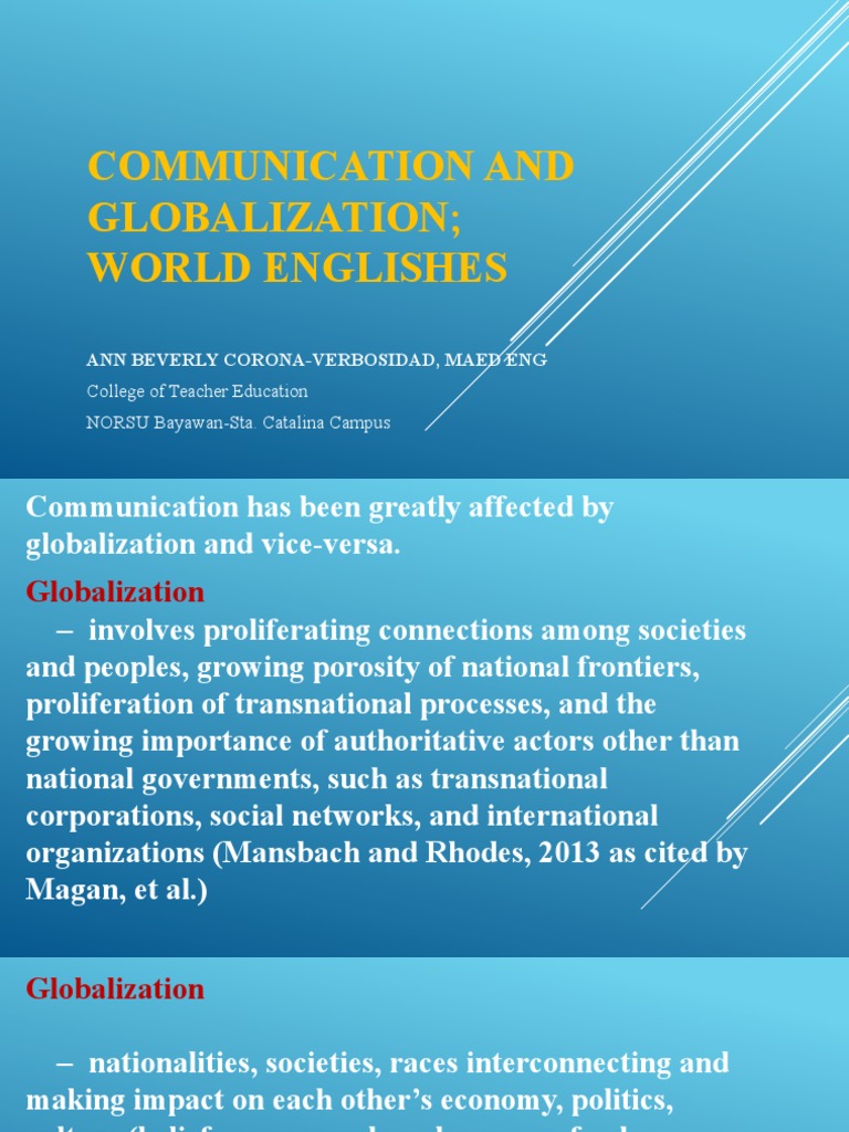2020 - Communication and Globalization World Englishes | PDF | English ...
