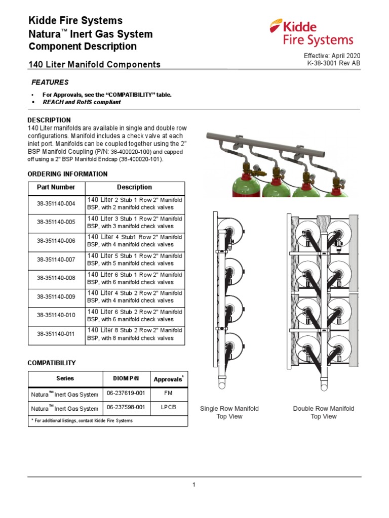 Kidde Fire Systems Natura Inert Gas System: Component Description | PDF ...
