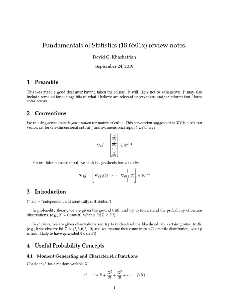 Fundamentals of Statistics (18.6501x) | PDF | Estimator | Linear Regression