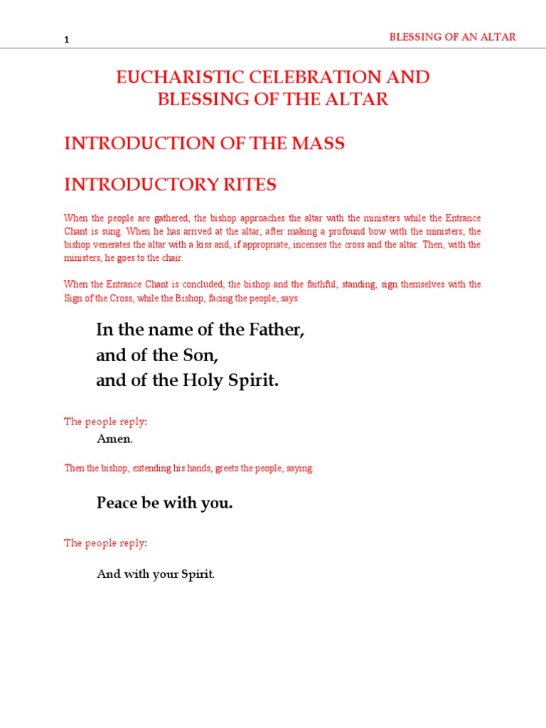 Blessing of The Altar | PDF | Eucharist | Altar