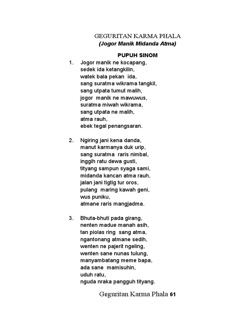 Geguritan Karma Phala | PDF