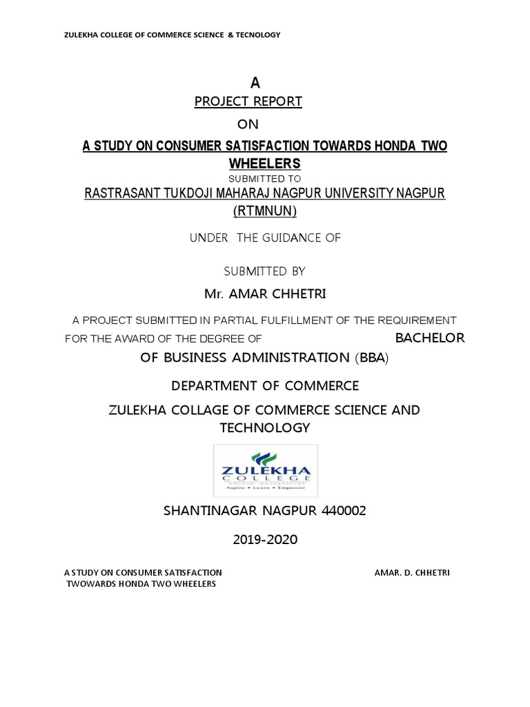 Project Report Bba Final Year | PDF | Honda | Hybrid Electric Vehicle