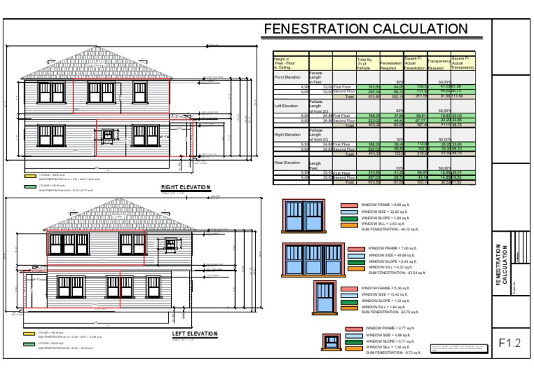 Fenestration Calculation: Right Elevation | Download Free PDF | Window ...