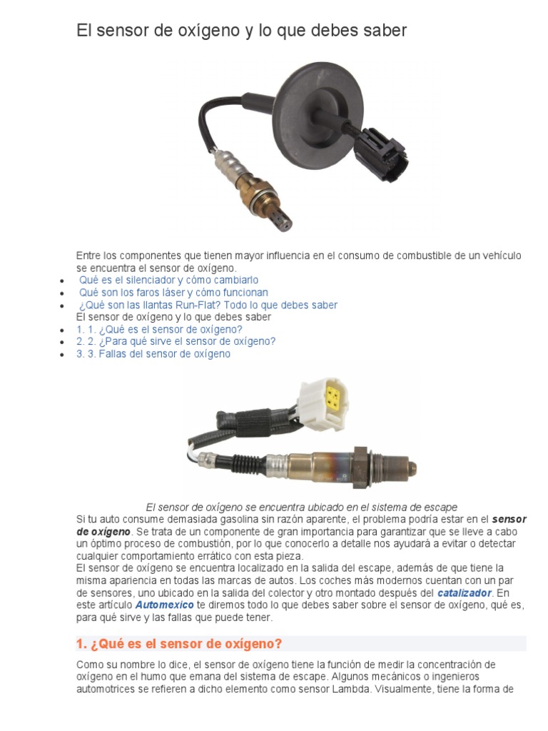 El Sensor de Oxígeno y Lo Que Debes Saber | PDF | Combustión | Química