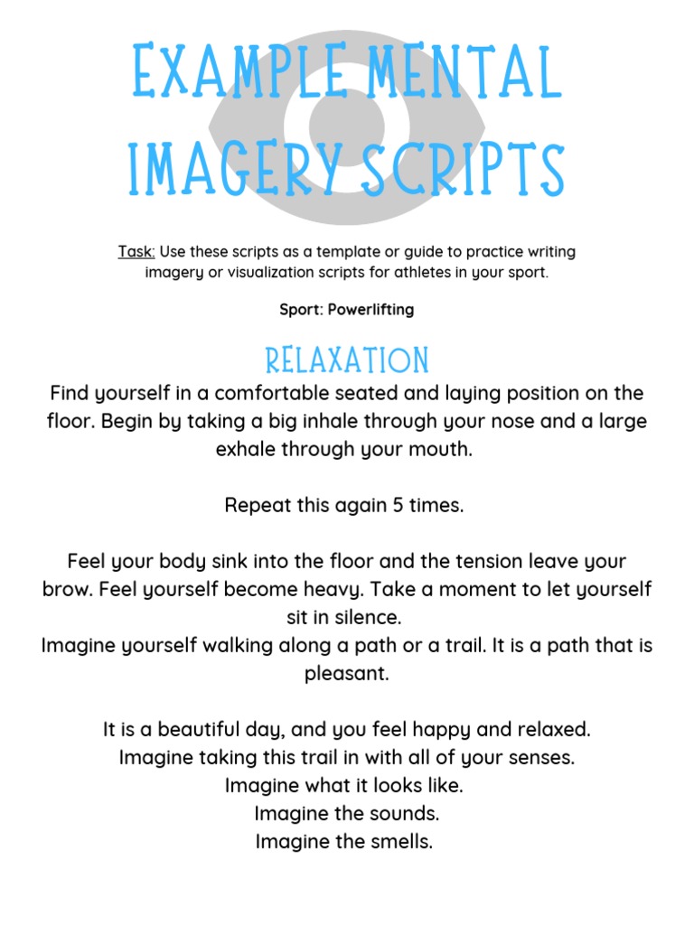Mental Imagery Script Examples | PDF | Breathing