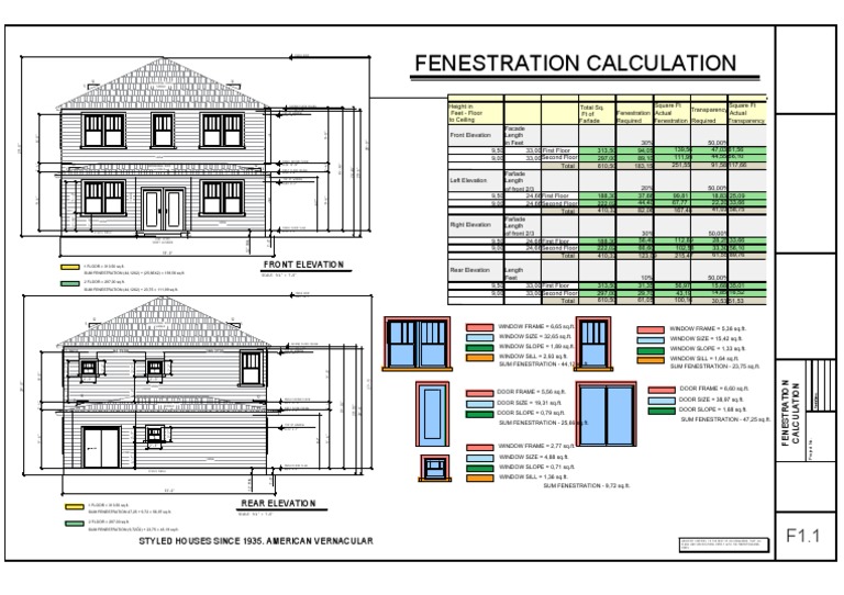 Fenestration Calculation: Front Elevation | Download Free PDF | Window ...