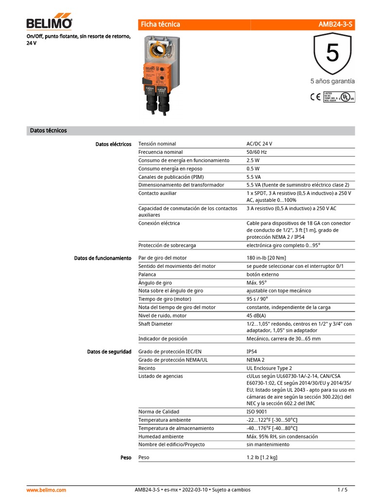 Belimo AMB24-3-S Datasheet Es-Mx | PDF | Solenoide | Ingenieria Eléctrica