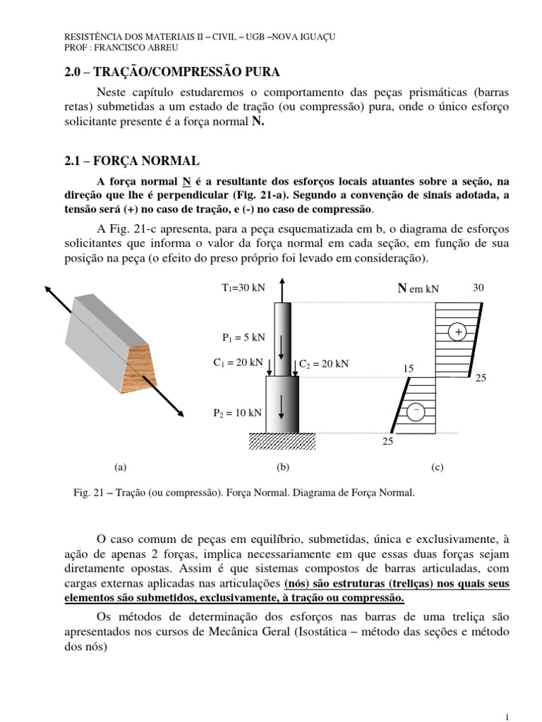 1 Tensao Normal | PDF | Estresse (Mecânica) | Engenharia Mecânica
