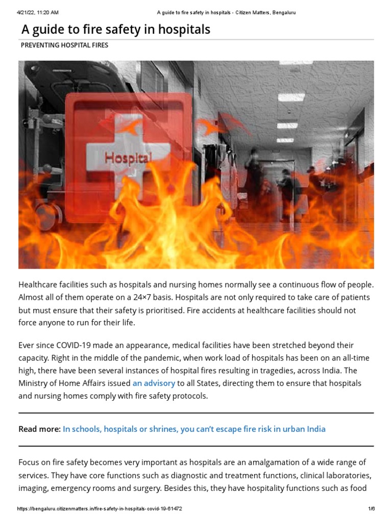 Fire Safety Guidelines for Hospitals | PDF | Hospital | Fires