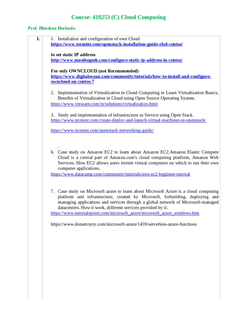 Guidelines and Resources for Course on Cloud Computing Concepts and ...