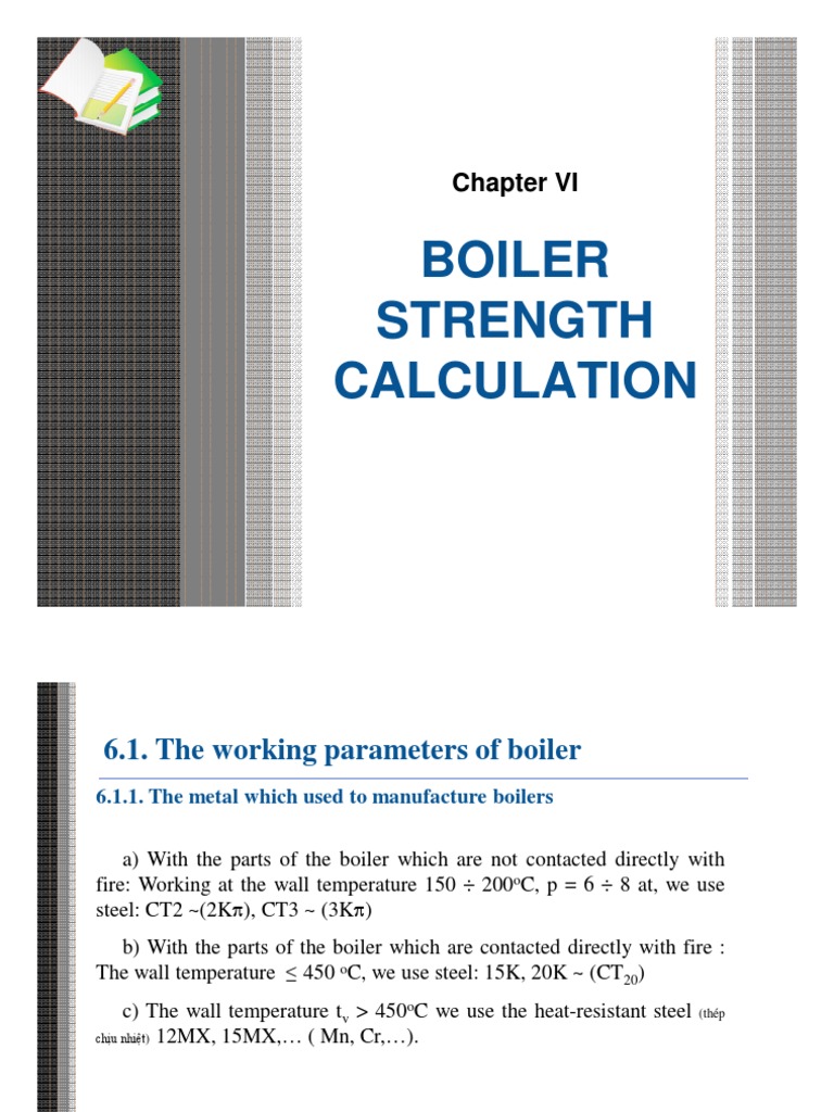 Chapter VI Boiler Strength Calculation | PDF | Boiler | Pipe (Fluid ...