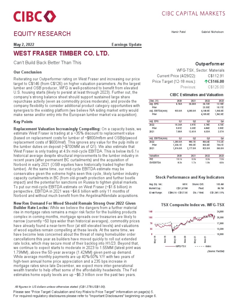 WFG Upgrade From CIBC | PDF | Financial Analyst | Securities (Finance)