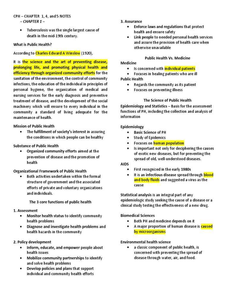 Chapter 1 4 and 5 CPH Notes Prelim | PDF | Public Health | Epidemiology
