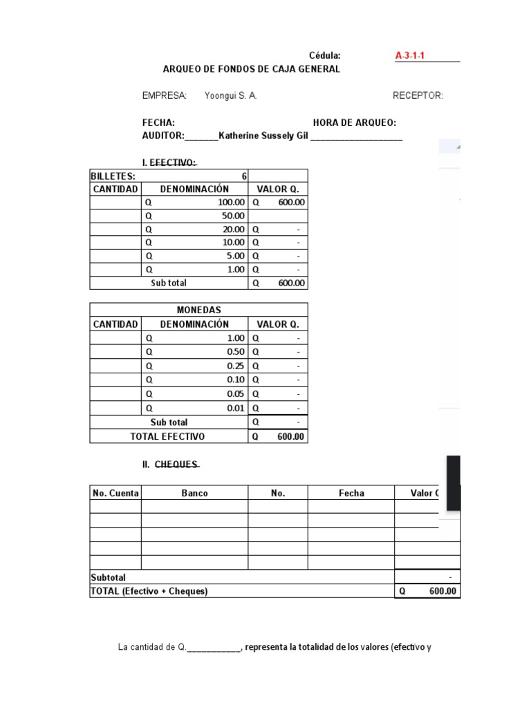 Formato para Auditoria de Caja y Bancos | PDF | Bancos | Dinero Formato para Auditoria de Caja y Bancos | PDF | Bancos | Dinero