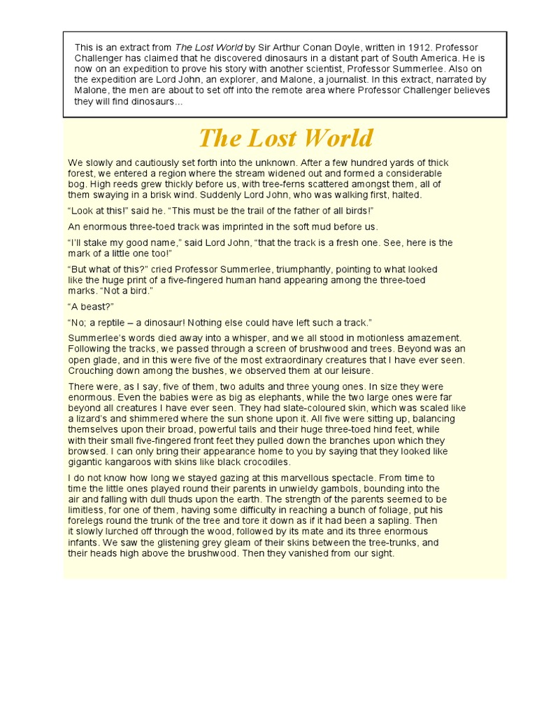 The Lost World Reading Comprehension | PDF
