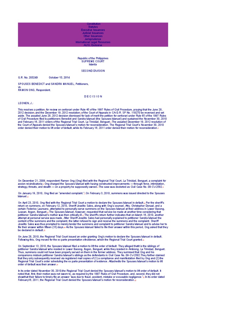 Default Judgment Case in the Philippines | PDF | Default Judgment ...