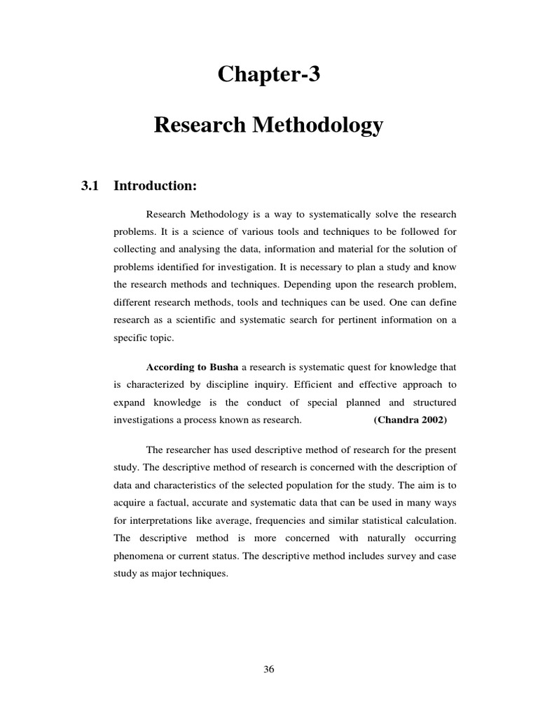 Chapter-3 Research Methodology: According To Busha A Research Is ...