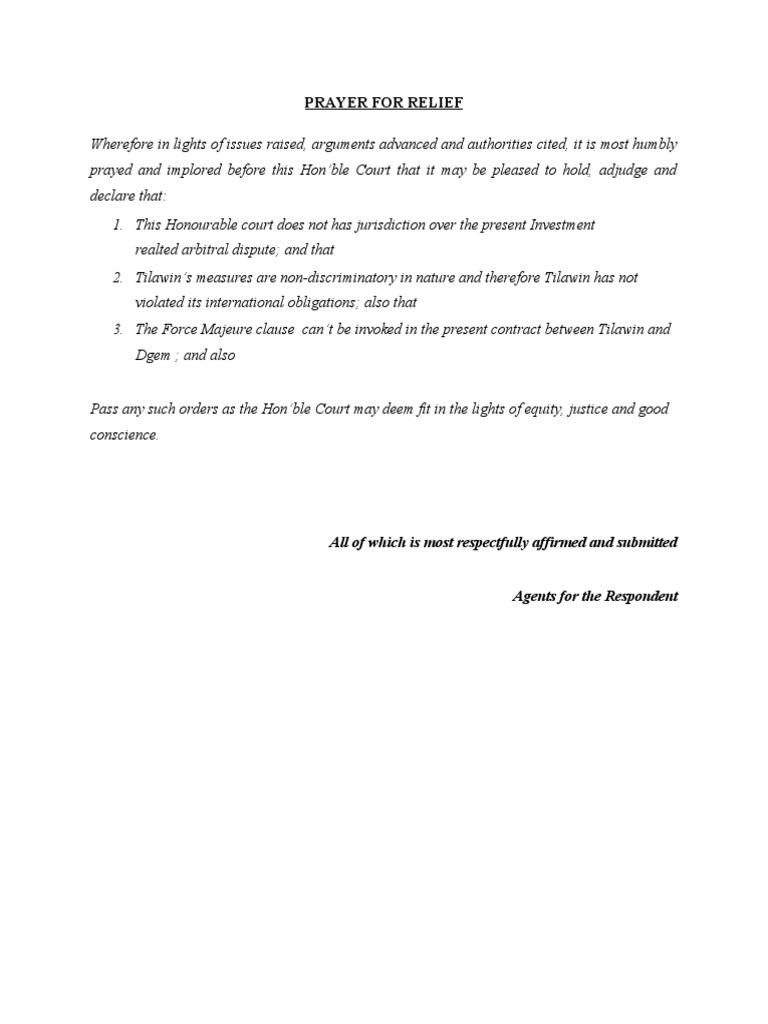 Prayer For Relief (Respondent) | PDF | Law