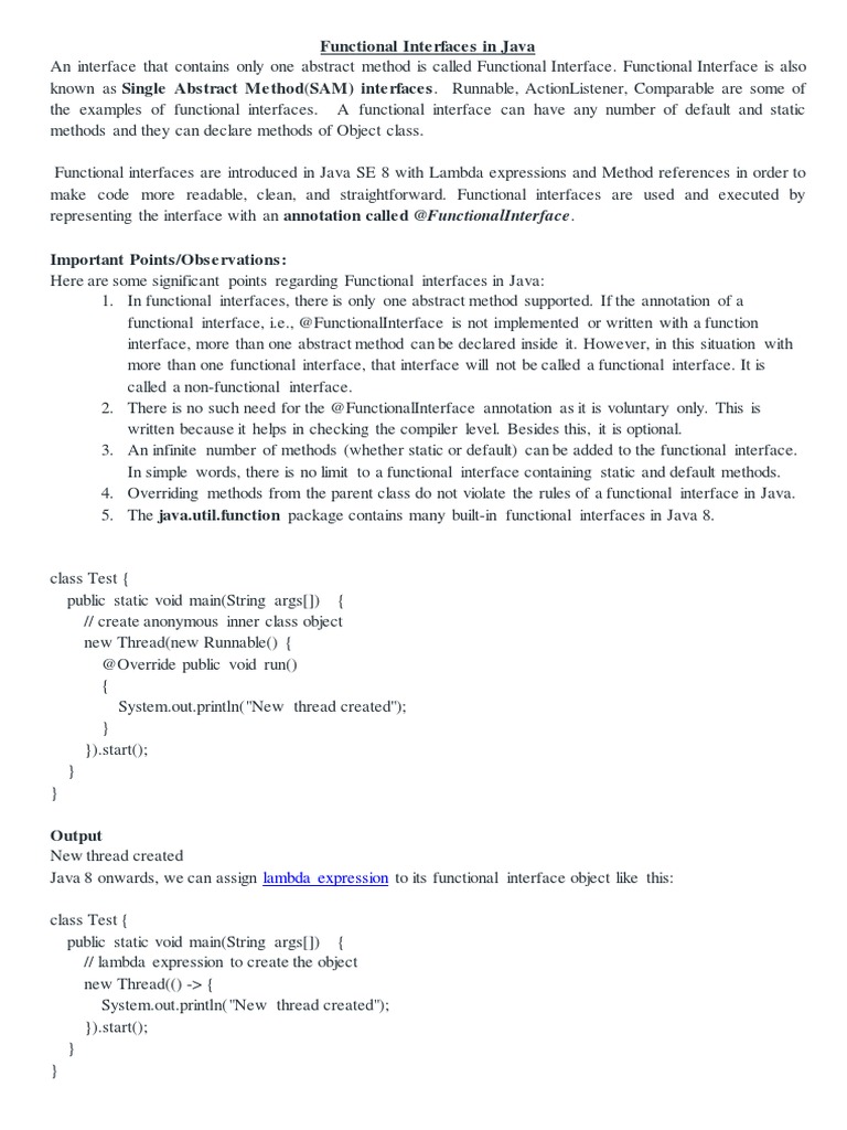 Ex-Functional Interfaces in Java | PDF | Anonymous Function | Parameter ...