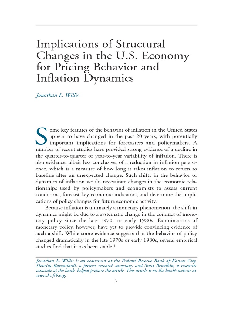 Implications of Structural Changes in The U.S. Economy For Pricing ...