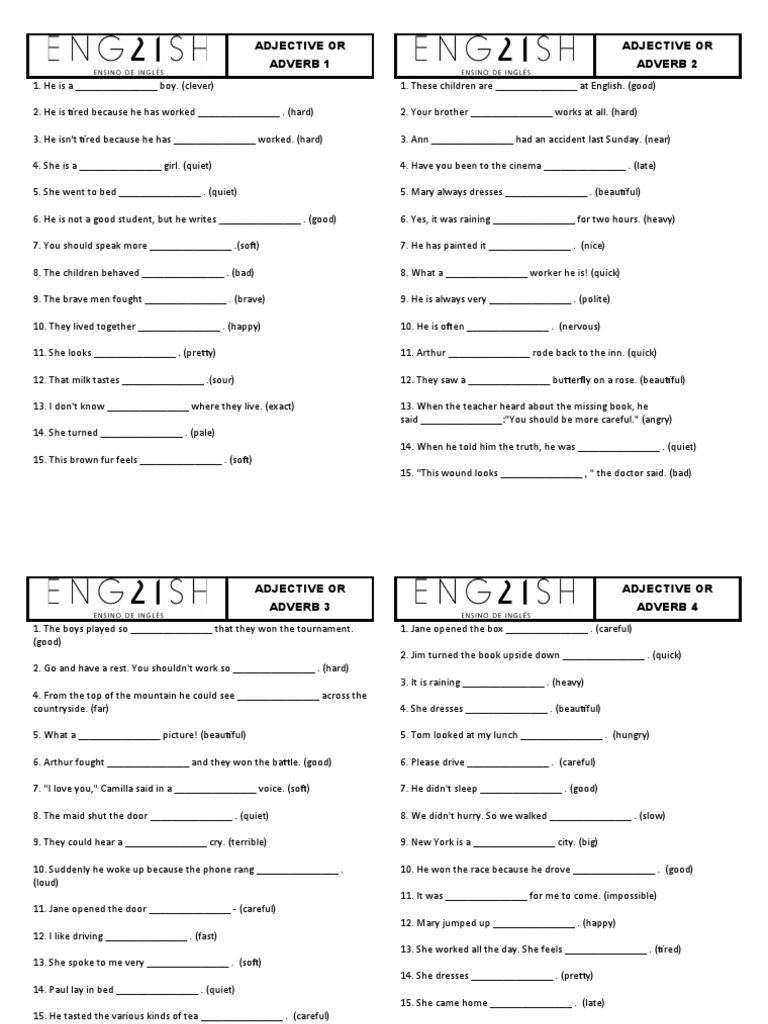 Worksheet - ADJECTIVE OR ADVERB 1 | PDF | Adverb