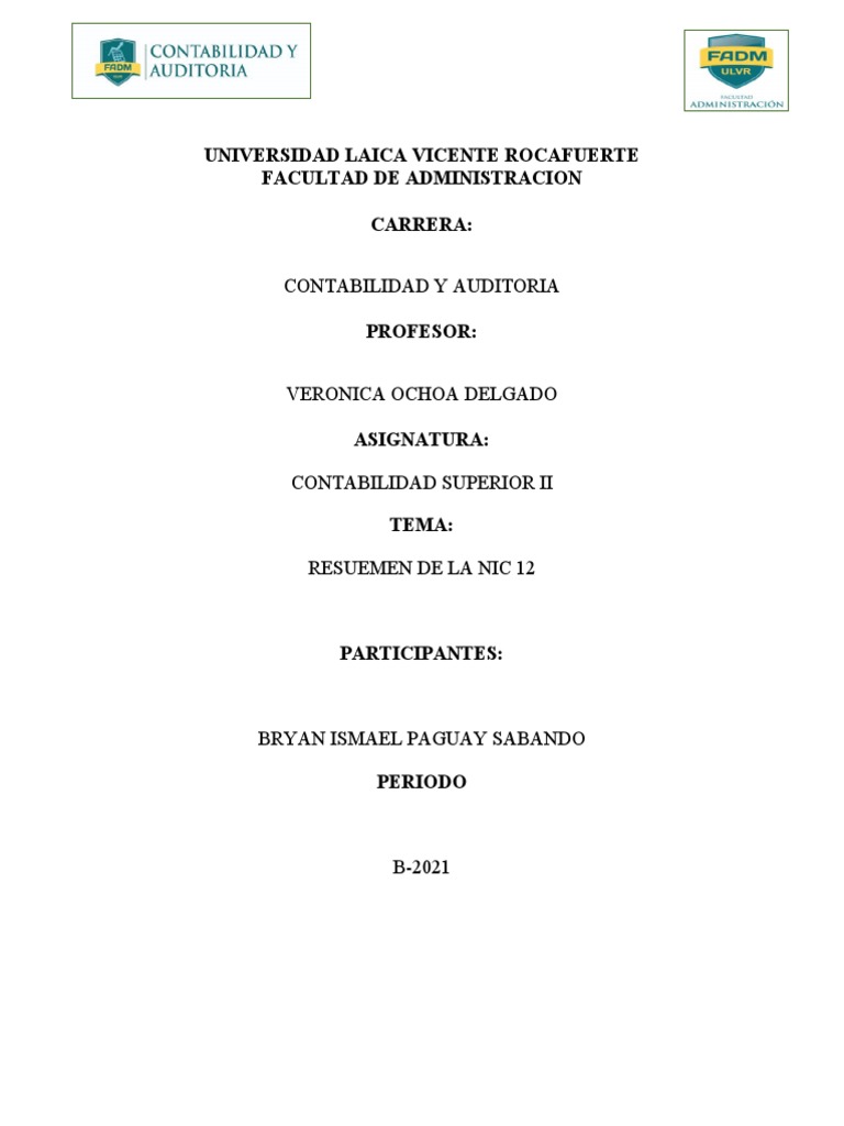 Resumen Nic 12 | PDF | Contabilidad | Impuestos