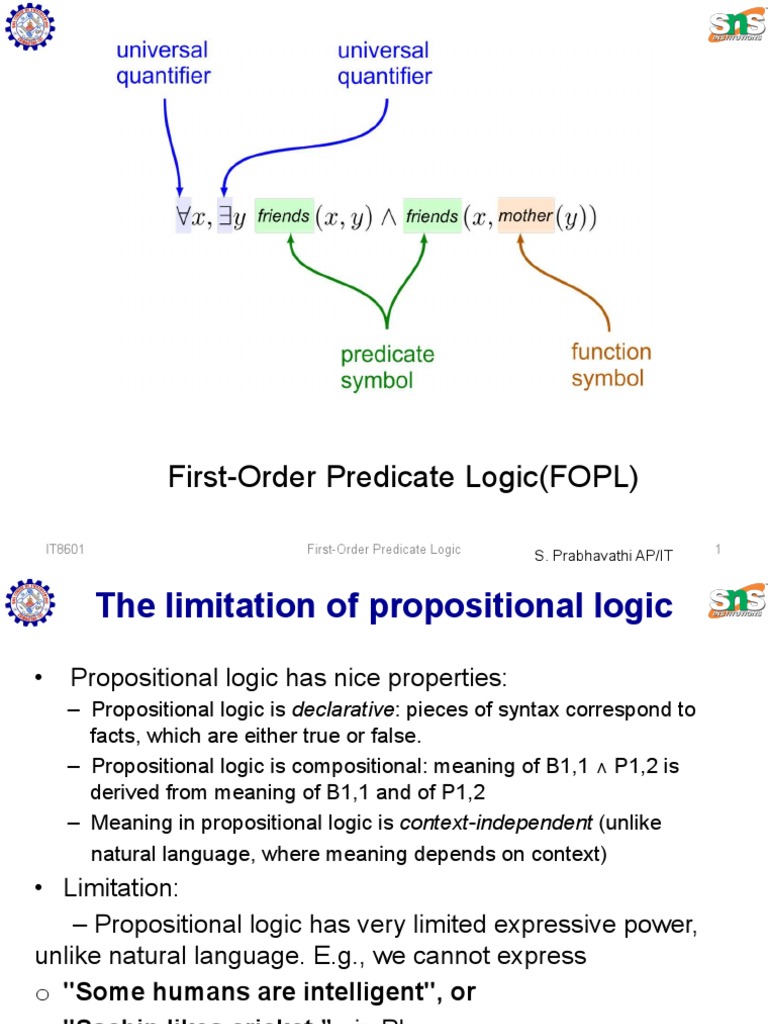 FOPL: An Introduction to First-Order Predicate Logic | PDF | First Order Logic | Teaching ...