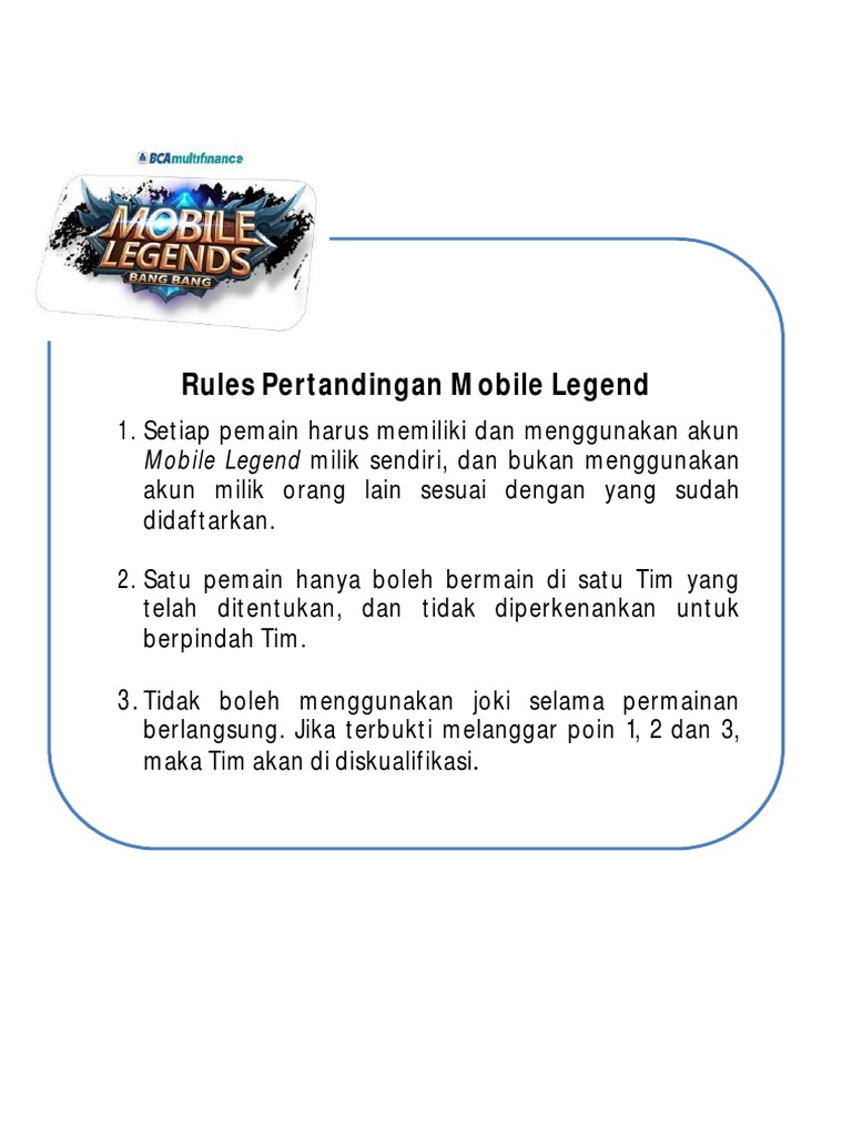 Tata Cara Aturan Permainan Mobile Legend | PDF