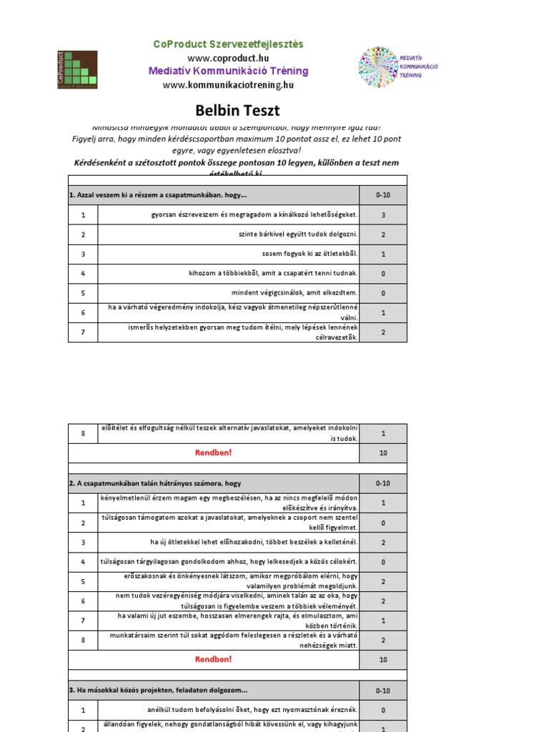 Belbin Teszt Web | PDF
