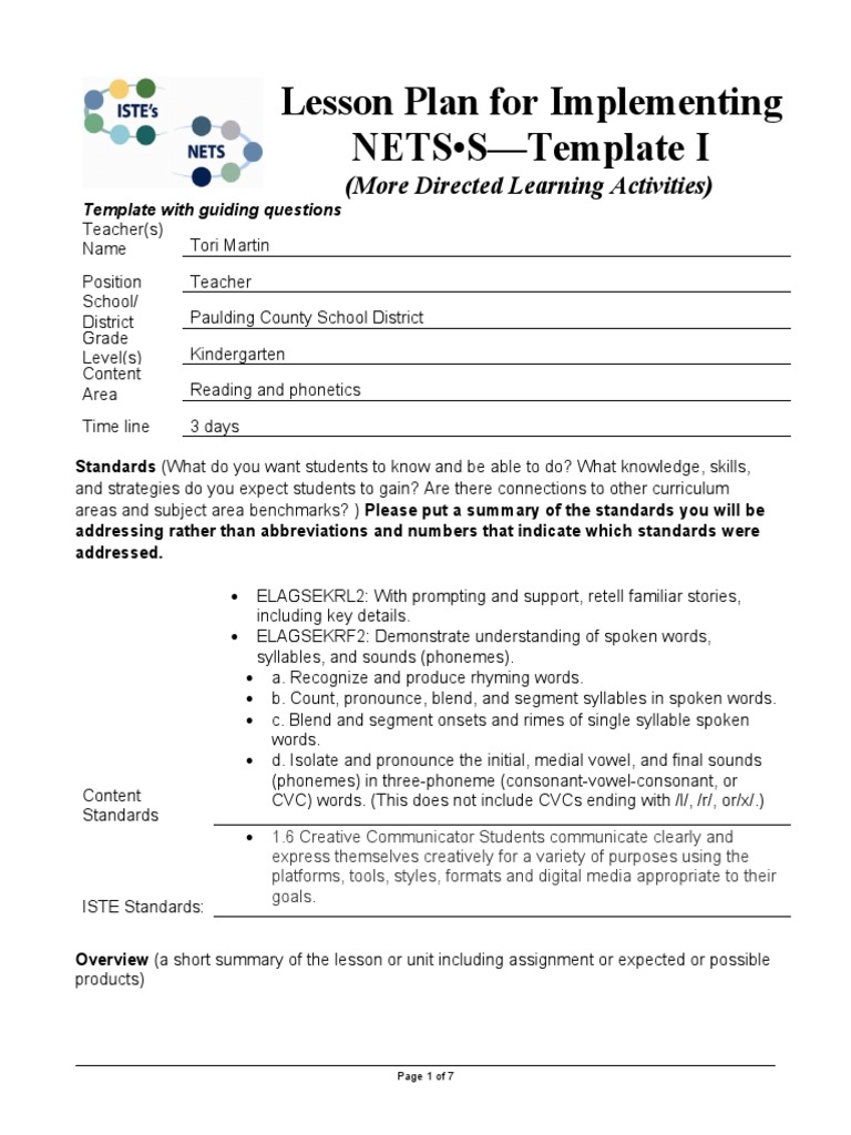 ISTE Standards: Nearpod Lesson Plan | PDF | Syllable | Learning