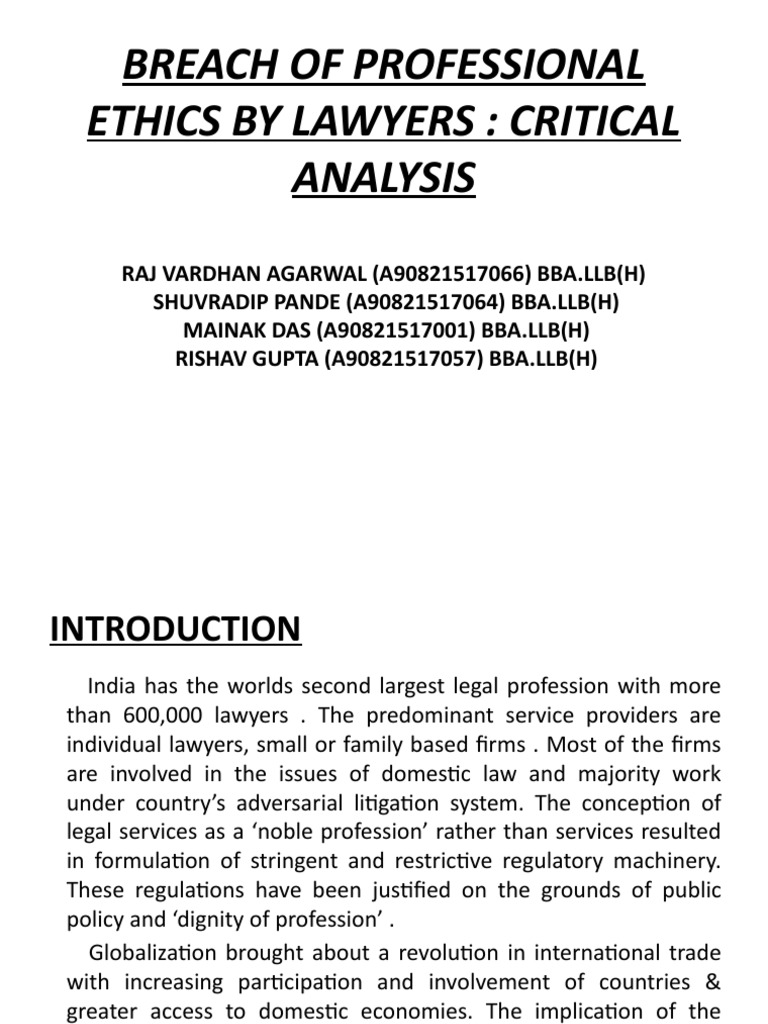 Breach of Professional Ethics by Lawyers | PDF | Lawyer | Confidentiality