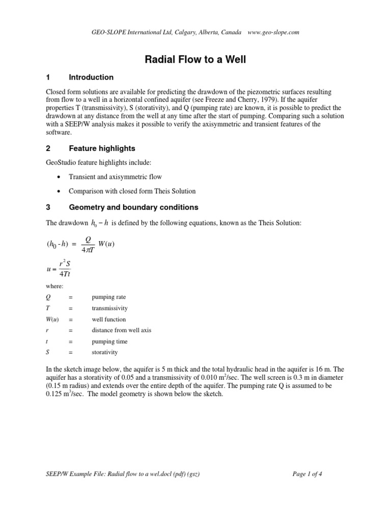 Radial Flow To A Well | PDF | Civil Engineering | Hydrology