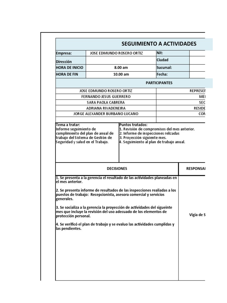 An Exo Plan de Trabajo | PDF