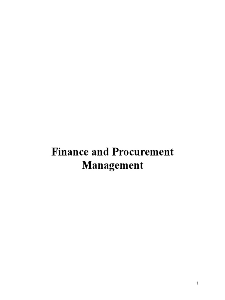 #Finance and Procurement Management | PDF | Procurement | Supply Chain