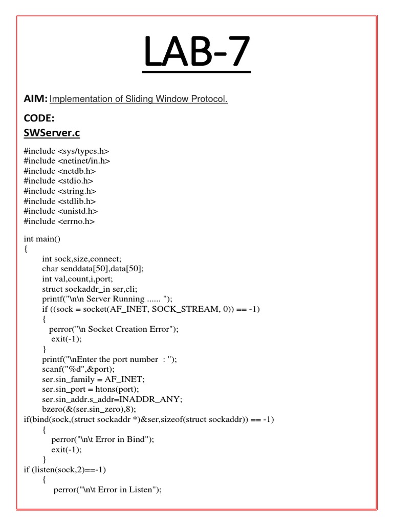 Lab7 CN | PDF | Port (Computer Networking) | Communications Protocols