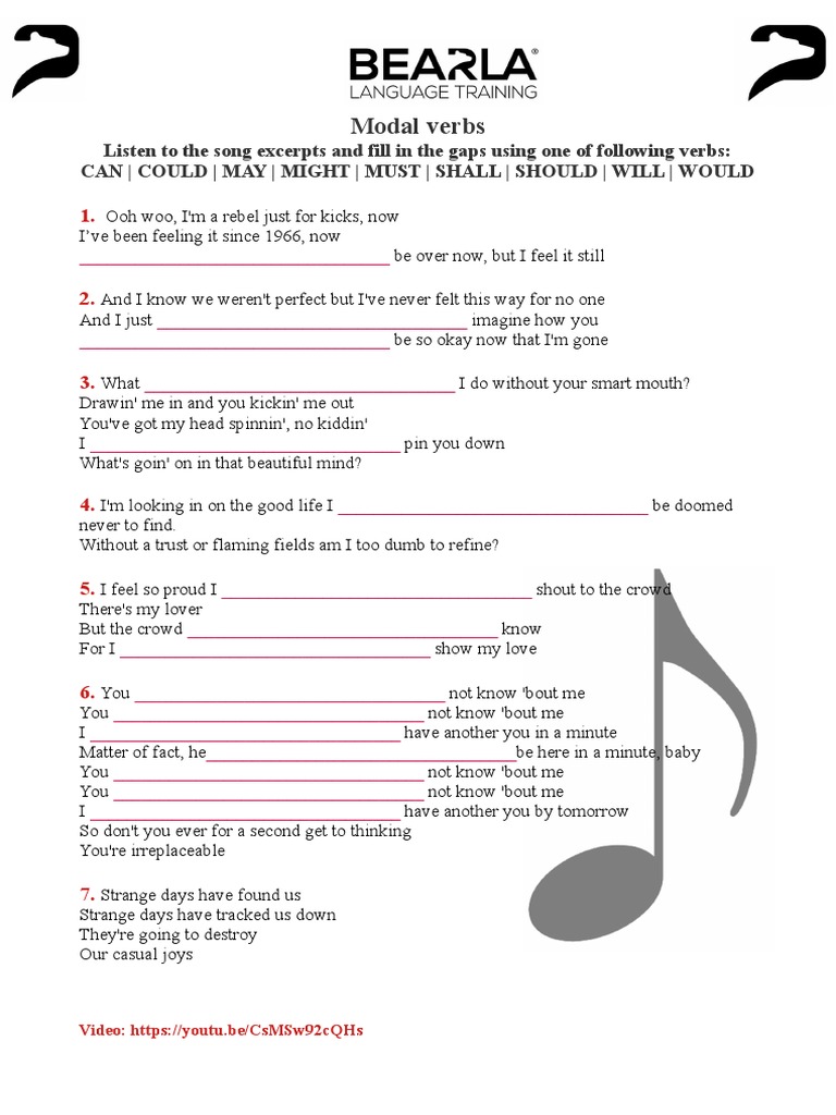 Modal Verbs in Songs | PDF
