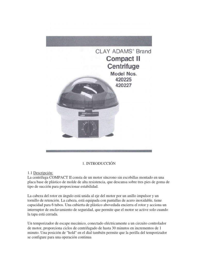 Centrifuga Clay Adams Compact II | PDF | Agua | Tornillo