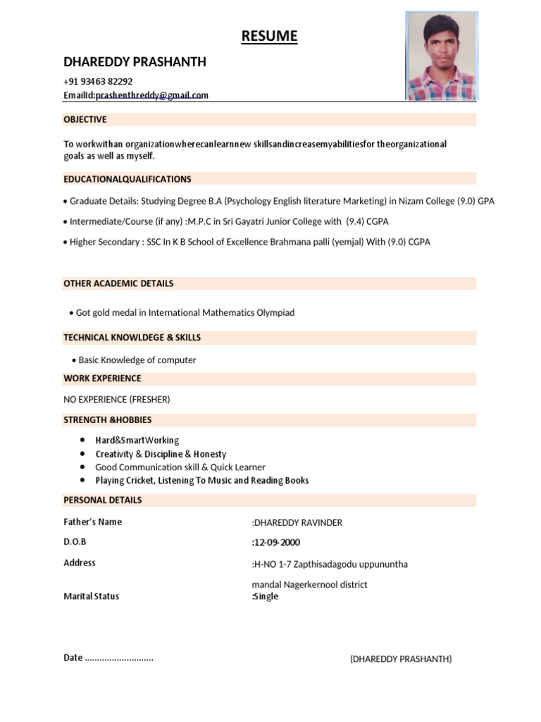 D Prashanth Resume | PDF