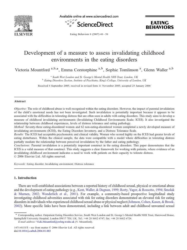 Invalidating Childhood Environment Scale | PDF | Eating Disorder ...